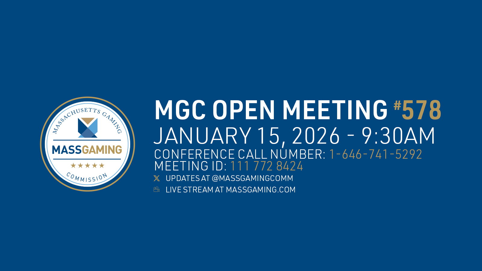 Meeting Notification: MGC to hold public meeting on January 15, 2025 ...